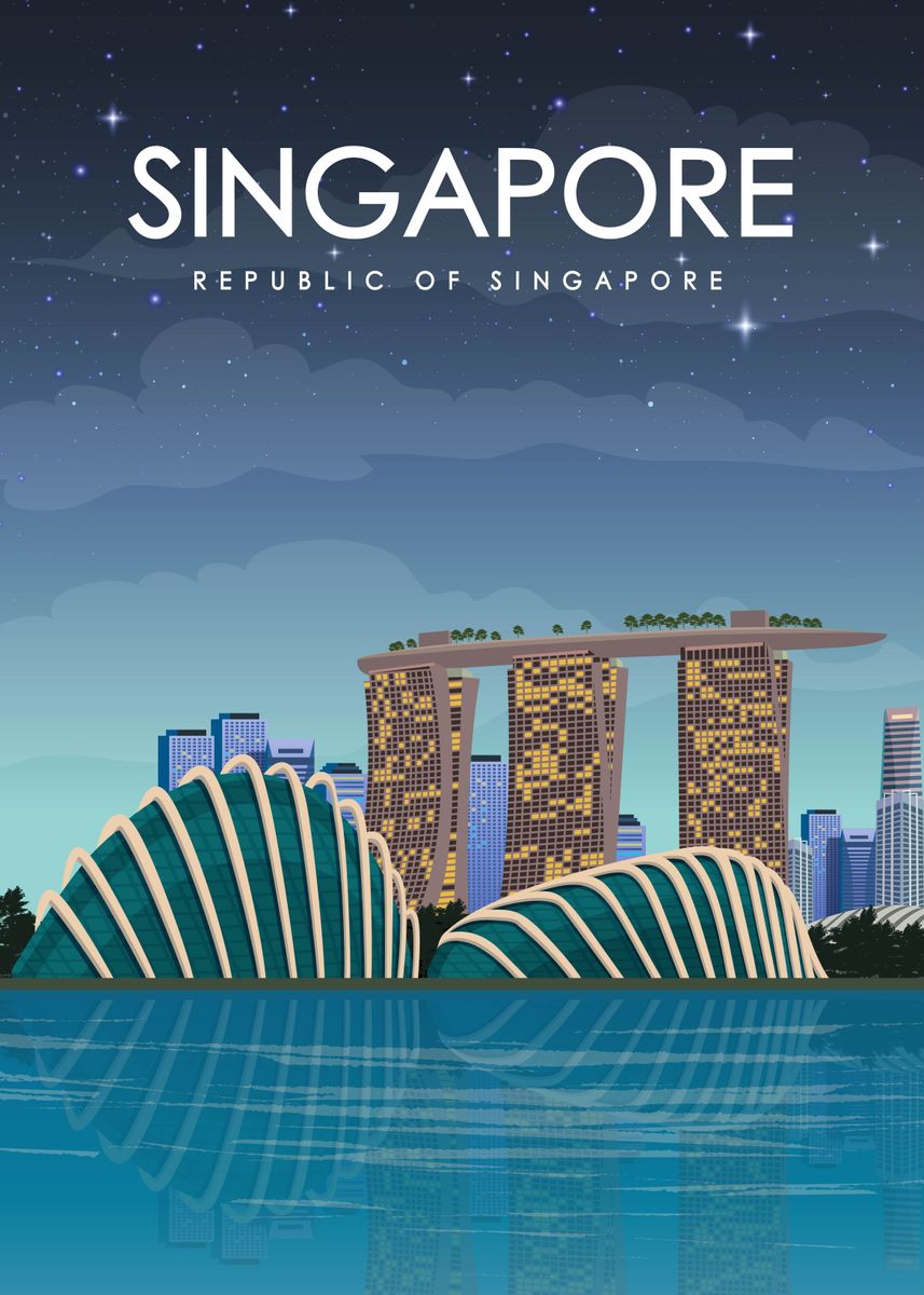 'Singapore Travel Poster' Poster, picture, metal print, paint by Jorn ...