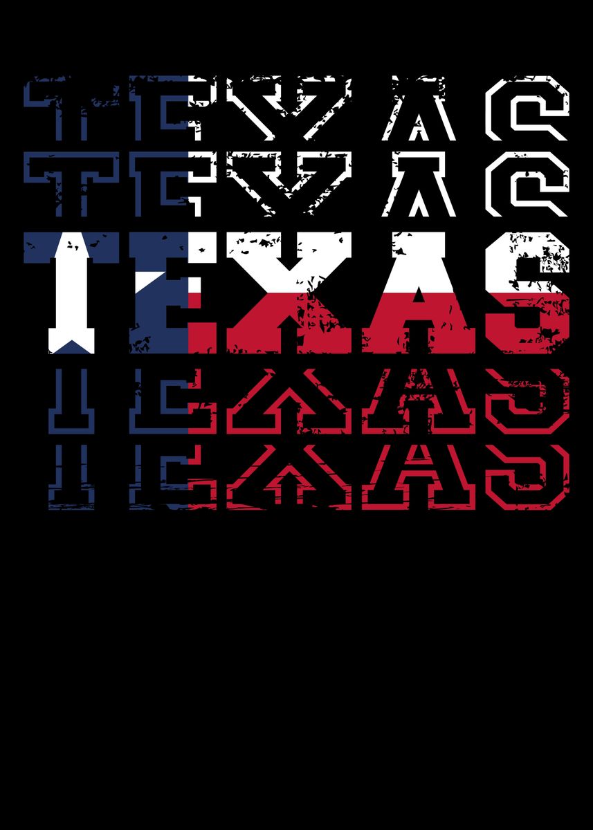 'Texas blue red and white' Poster, picture, metal print, paint by BeMi ...