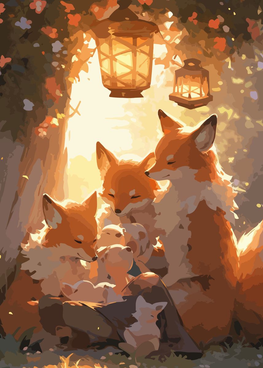 'cute fox' Poster, picture, metal print, paint by Samuel Justin | Displate