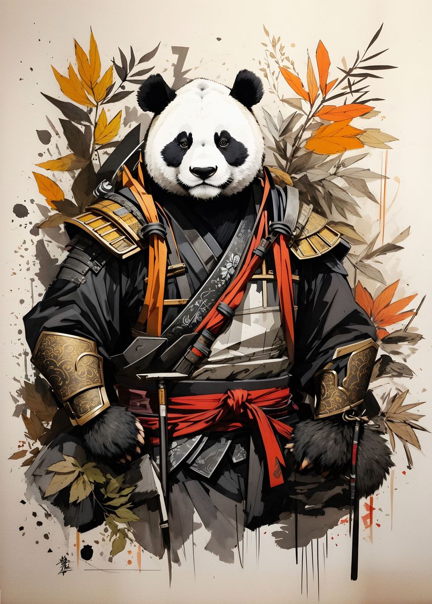 'Samurai Panda' Poster, picture, metal print, paint by Dream Reality ...