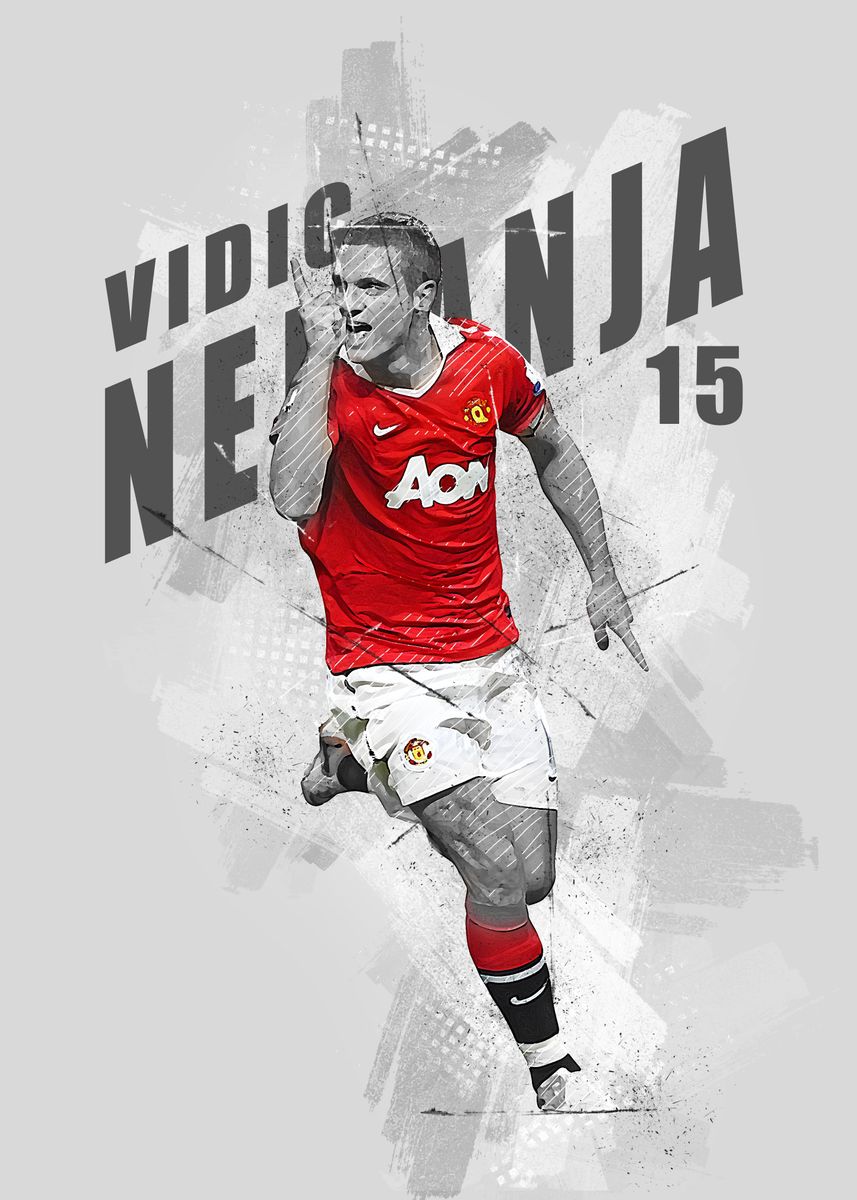 'Nemanja Vidic' Poster, picture, metal print, paint by Joanne Clarke ...