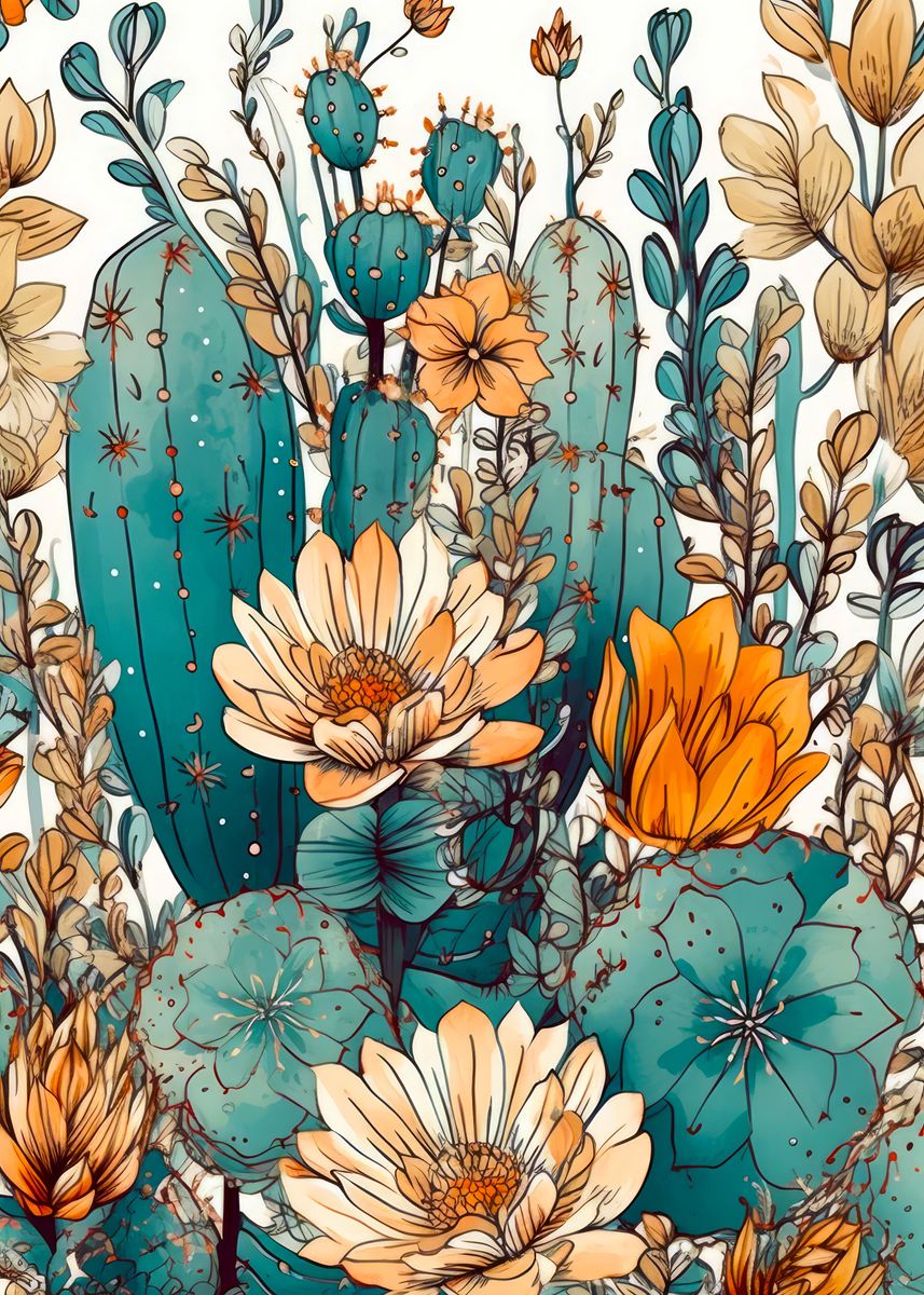 'Succulents and cactus' Poster, picture, metal print, paint by JBJart ...