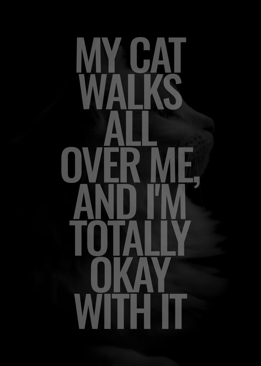 'My cat walk all over me' Poster, picture, metal print, paint by ...