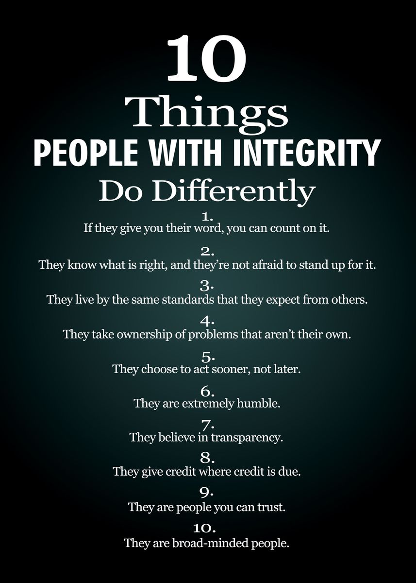 '10 Things With Integrity' Poster, picture, metal print, paint by QTK ...
