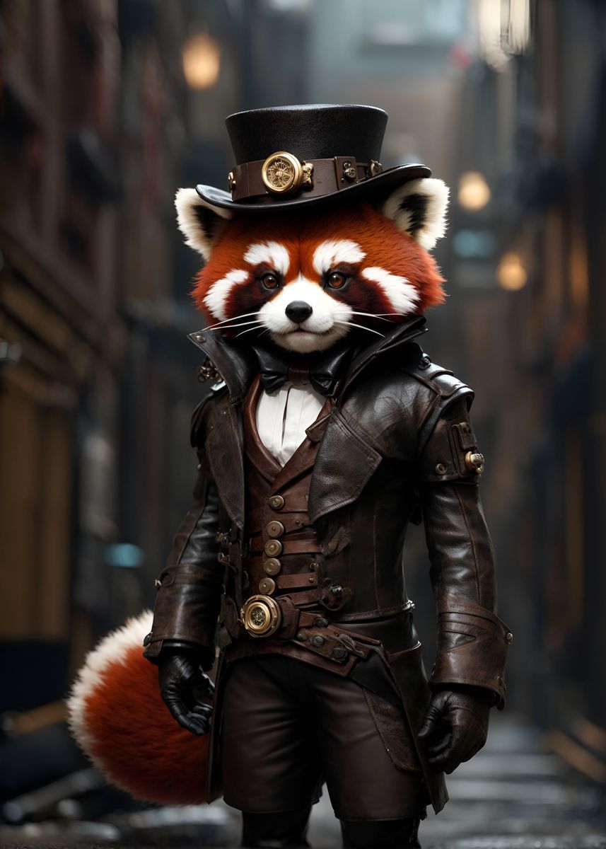 'Steampunk Red Panda' Poster, picture, metal print, paint by Rami ...