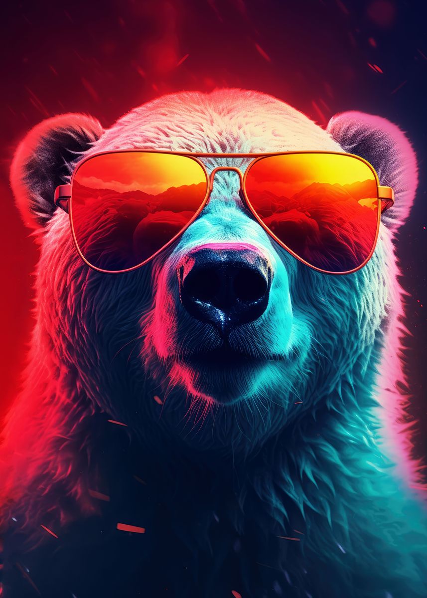 'Cool California Polar Bear' Poster, picture, metal print, paint by ...