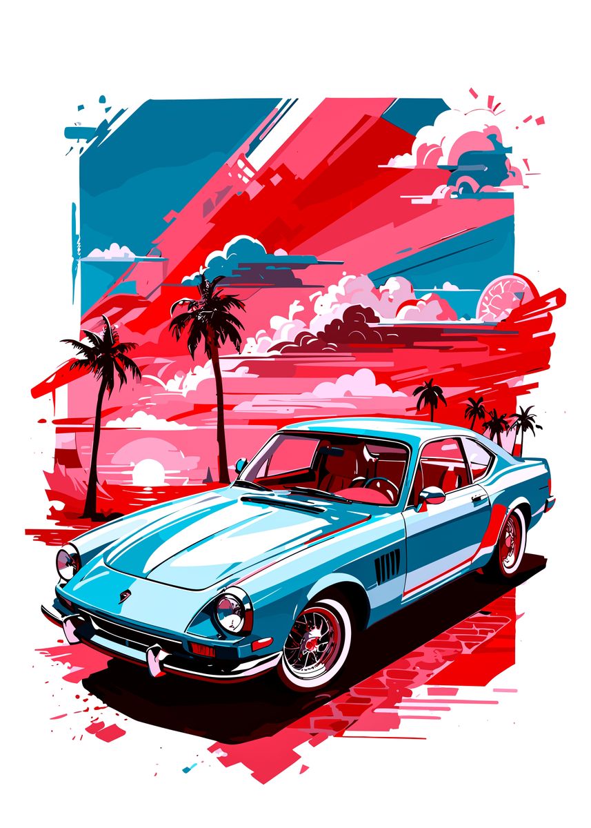'Car Flat Design' Poster, picture, metal print, paint by Lee Rocks ...