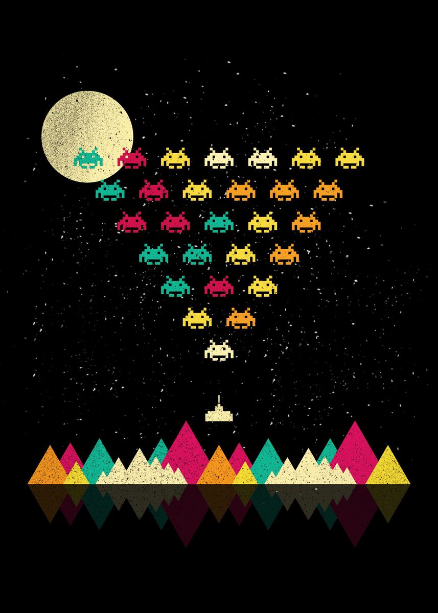 'Space Invaders Nostalgia' Poster, picture, metal print, paint by mehdi ...