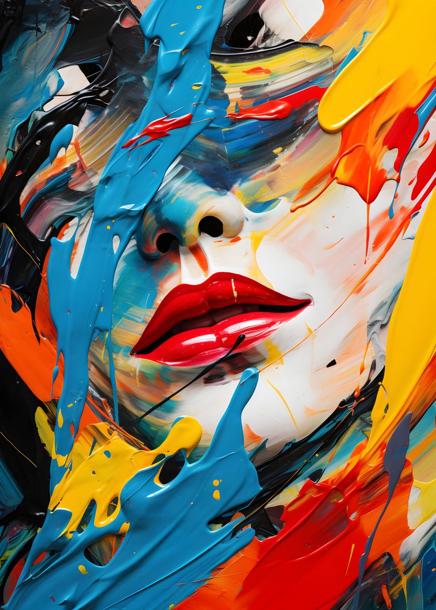 'Abstract Lips Painting' Poster, picture, metal print, paint by OTASTD ...