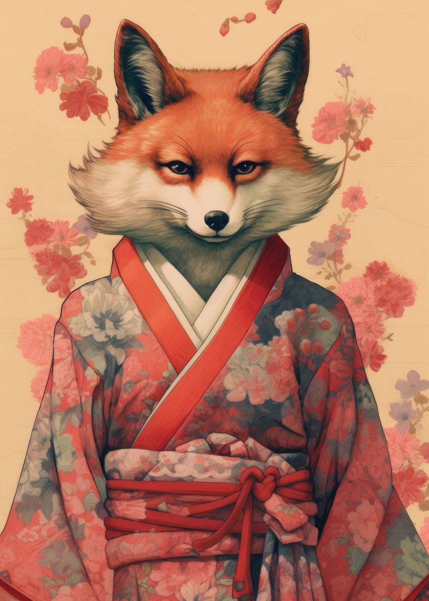 'Japanese Fox 3' Poster, picture, metal print, paint by Stylianos ...