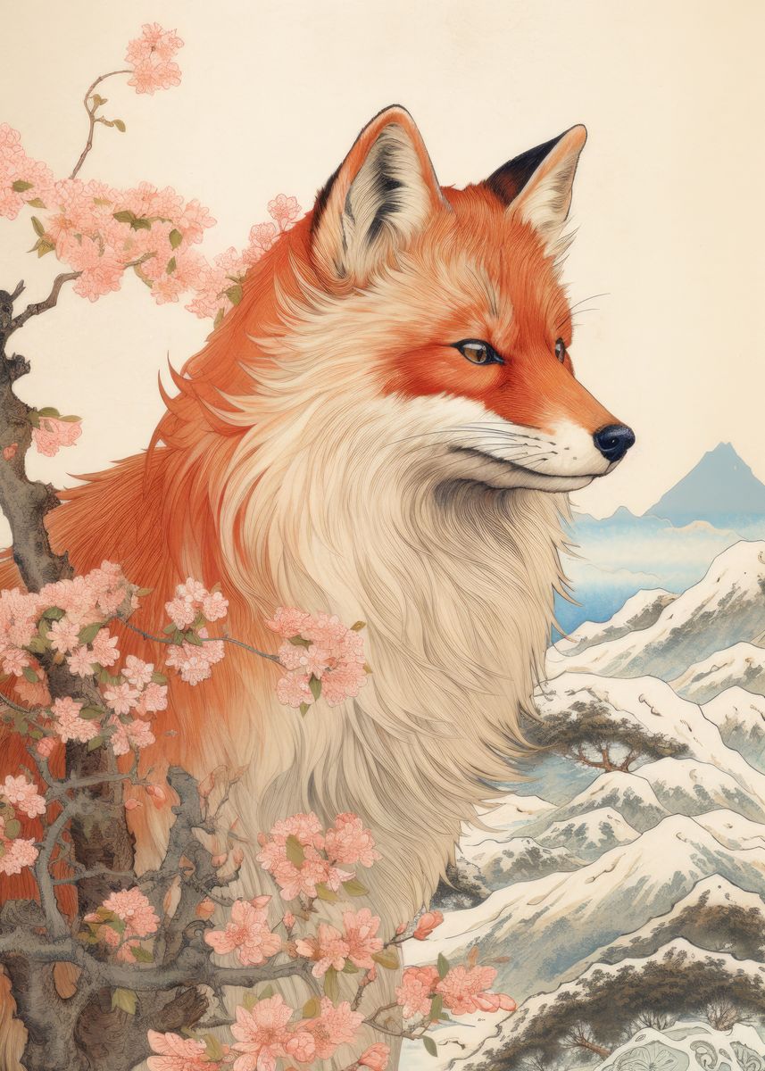 'Japanese Fox 4' Poster by Stylianos Karagiannis | Displate