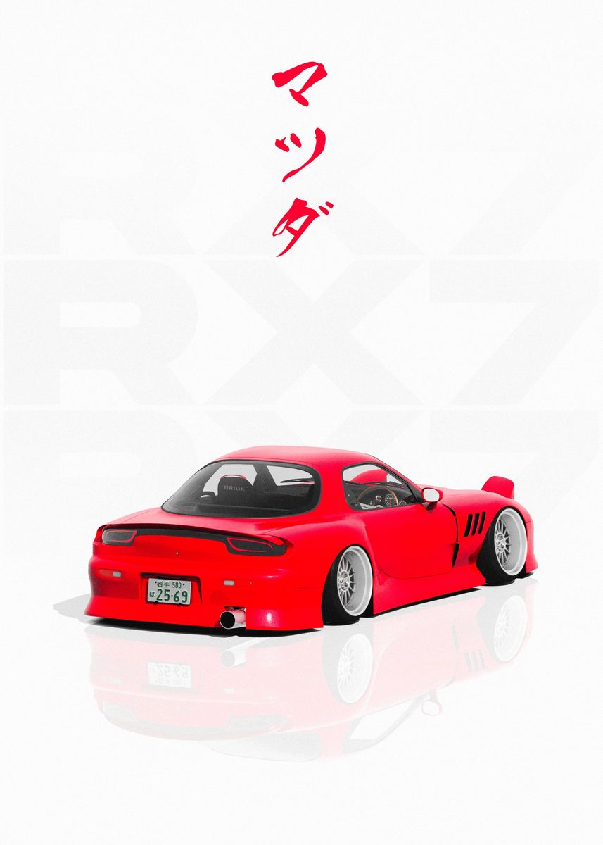 'Widebody Mazda RX7 FD' Poster by Yannick | Displate