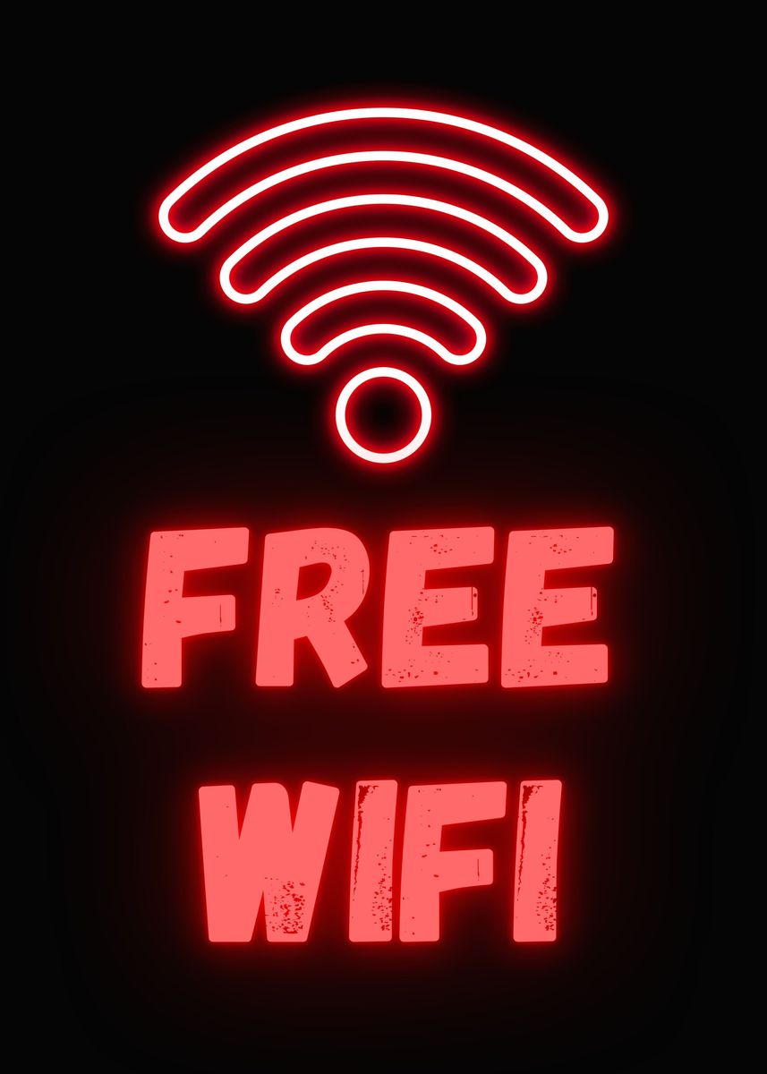 'FREE WIFI NEON RED' Poster by gani ismail | Displate