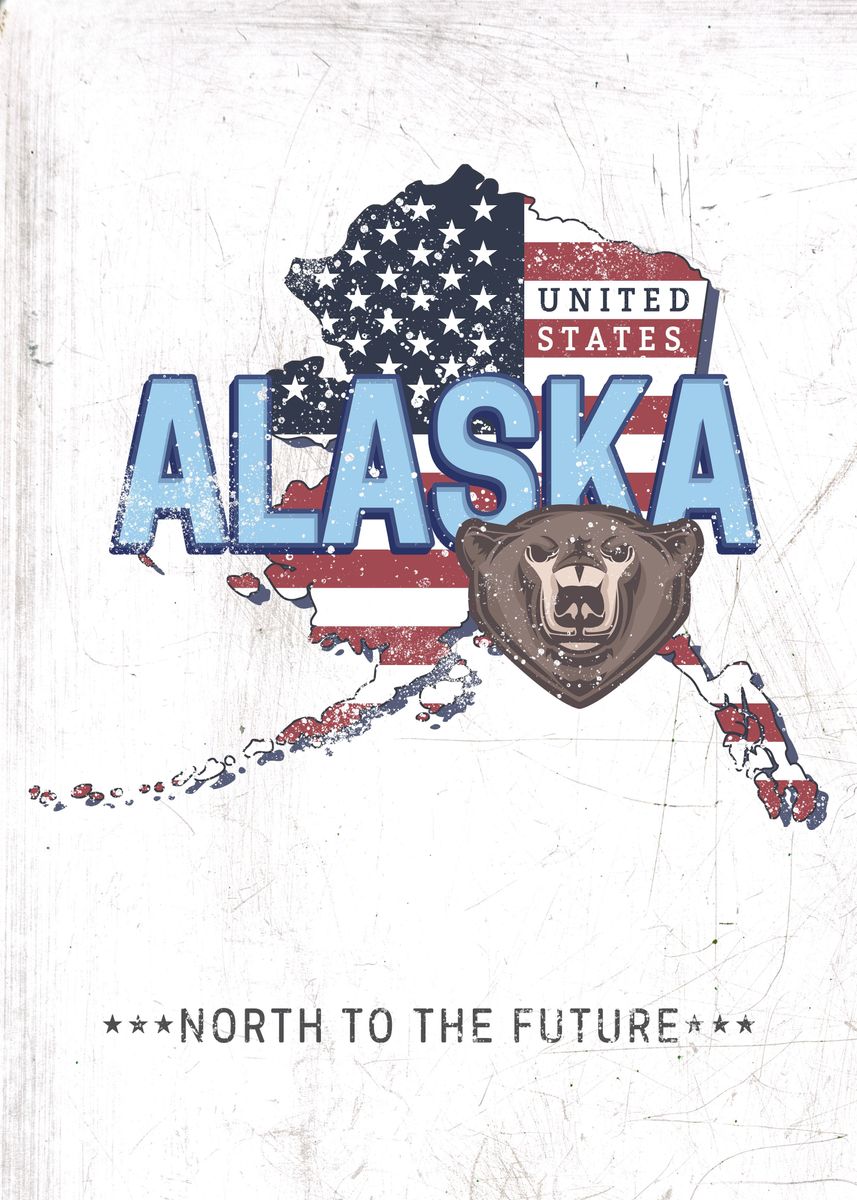 'Alaska State United States' Poster, picture, metal print, paint by ...