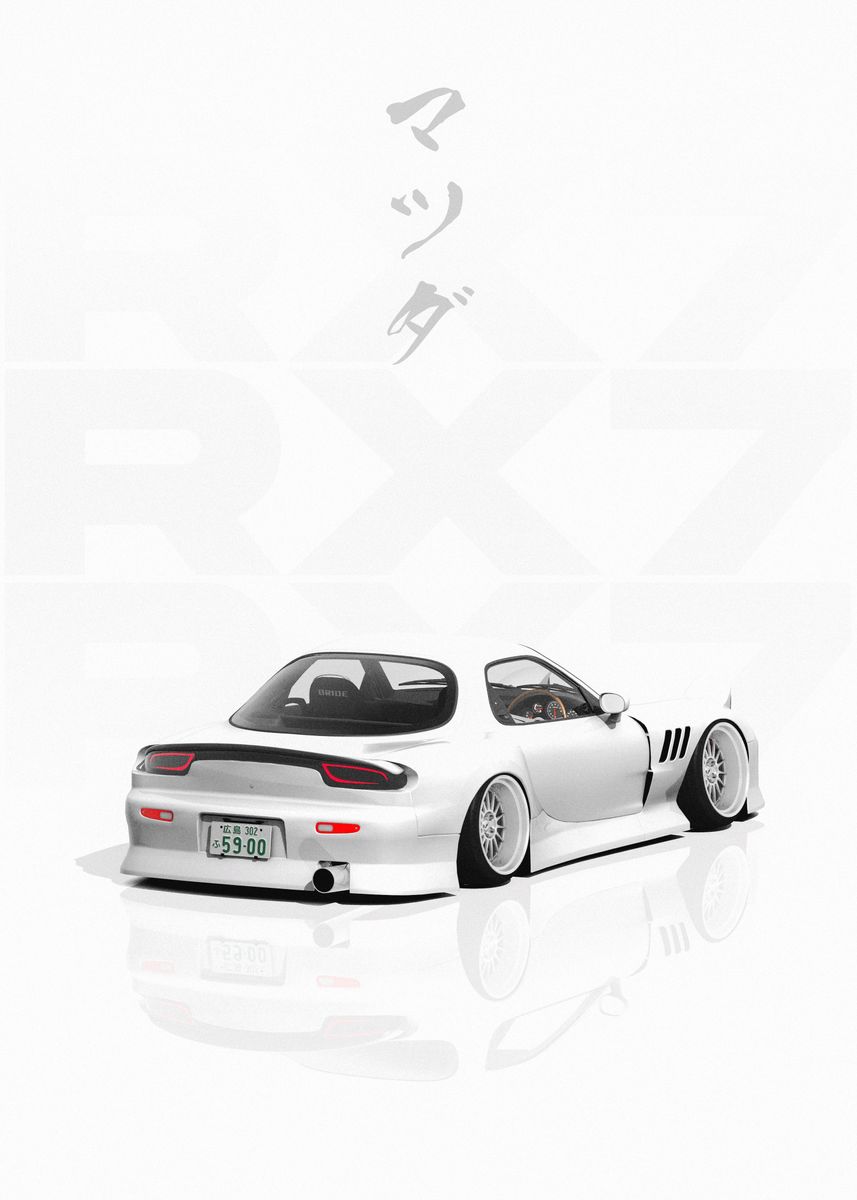 'Widebody Mazda RX7 FD' Poster, picture, metal print, paint by Yannick ...