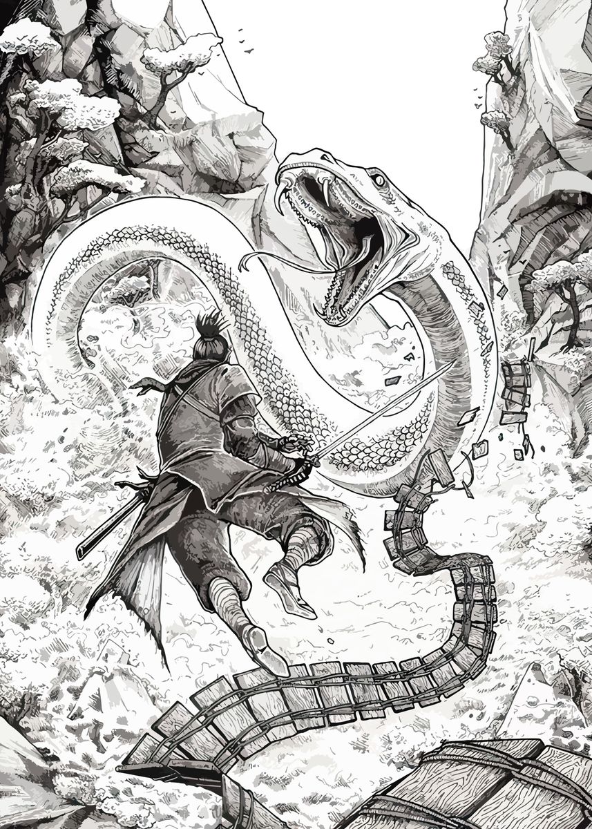 'Great Serpent Sekiro' Poster, picture, metal print, paint by KEPO ...