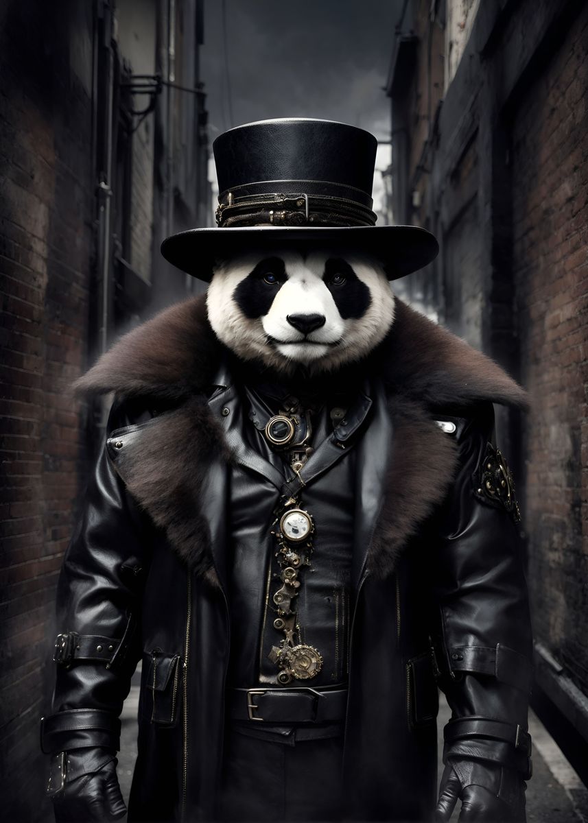 'Steampunk Panda' Poster, picture, metal print, paint by Rami | Displate