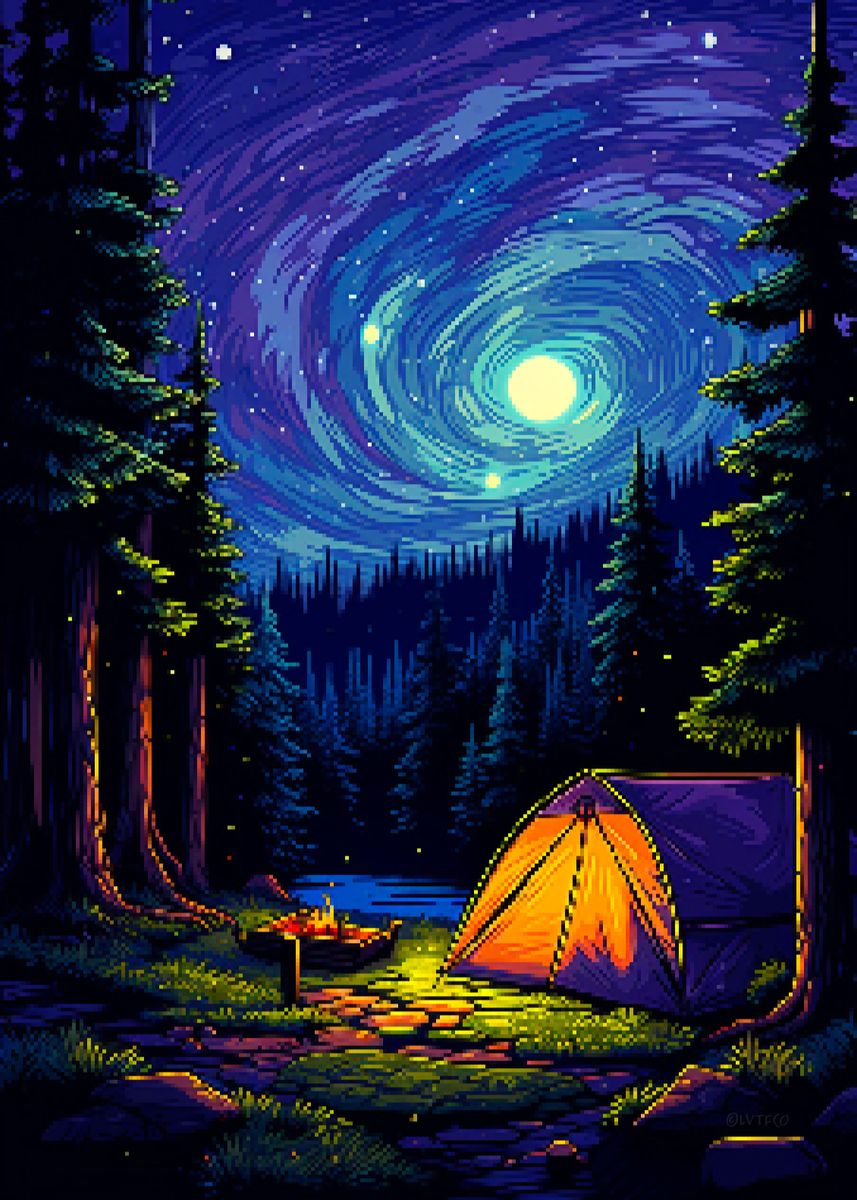 'Zen Camping Pixel Art' Poster by LVTFCO | Displate
