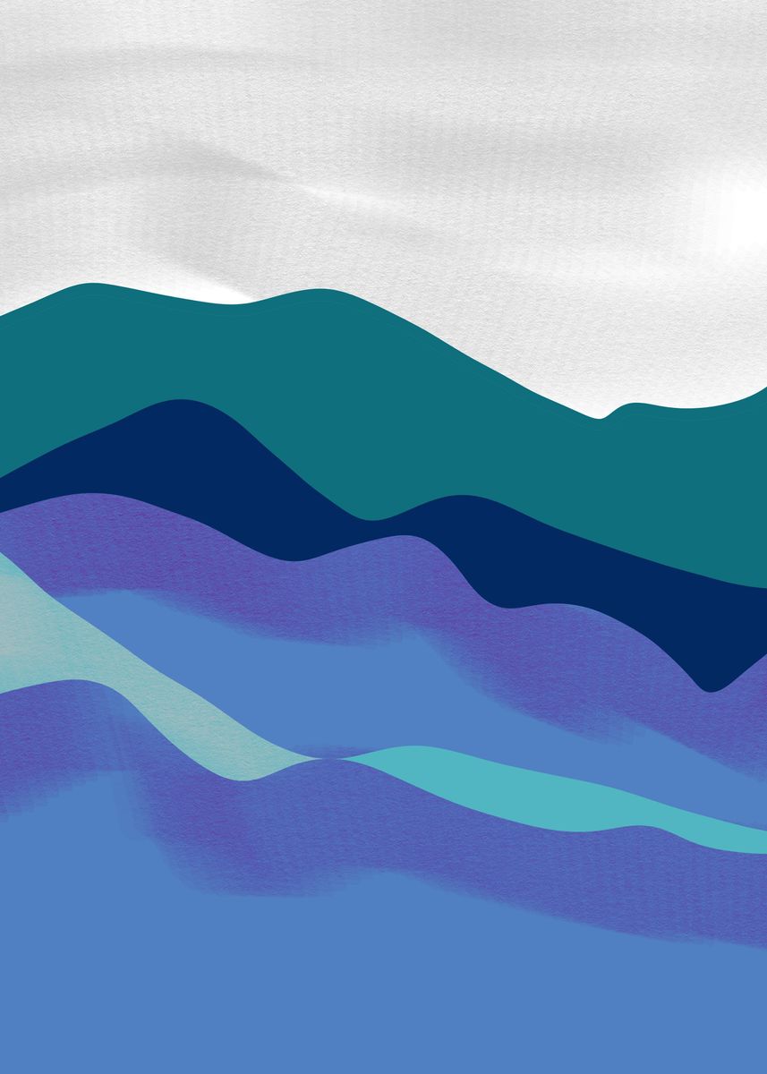 'Abstract Blue Mountains' Poster, picture, metal print, paint by ...