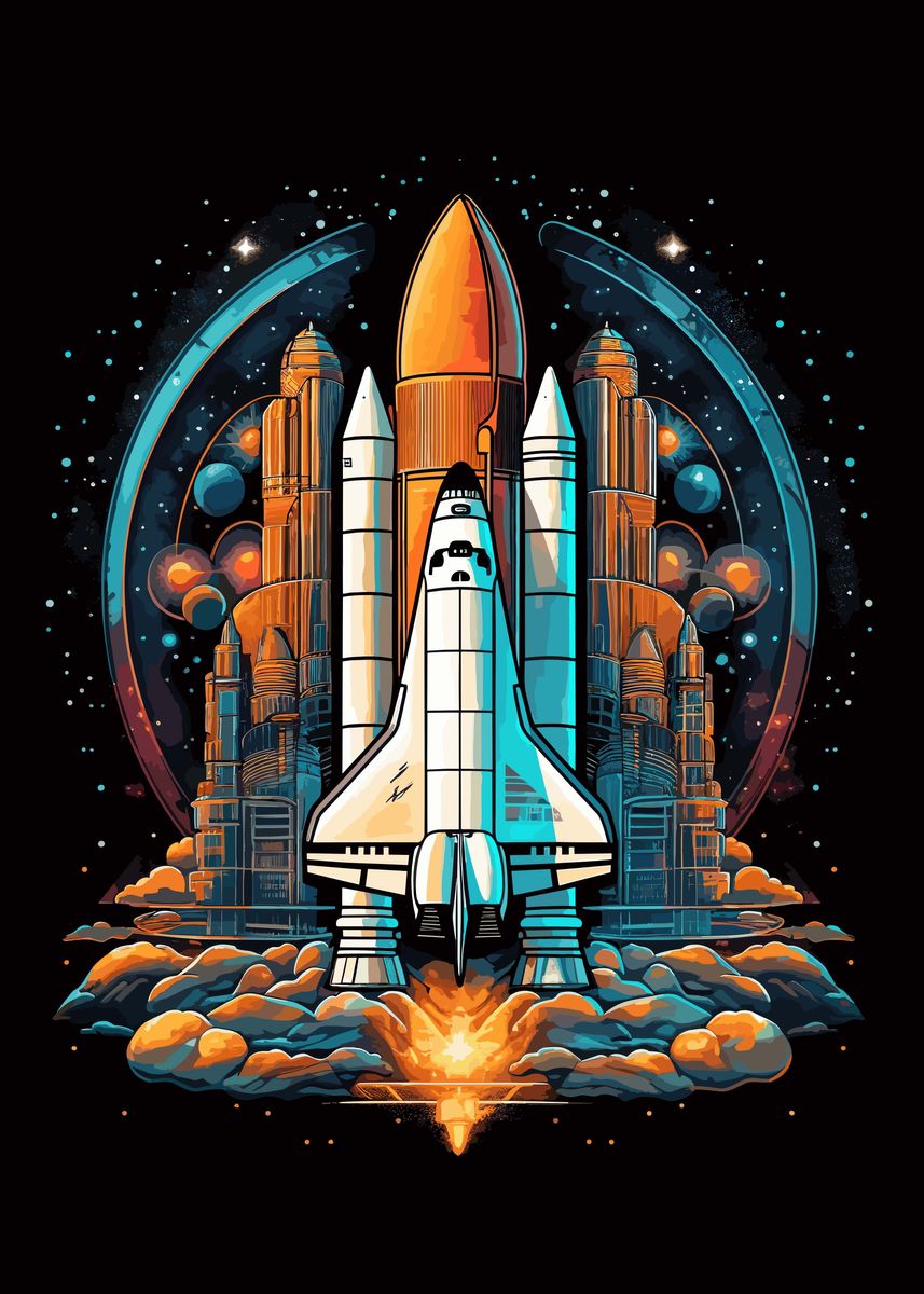'spaceship pop art' Poster, picture, metal print, paint by BonitaRenner ...