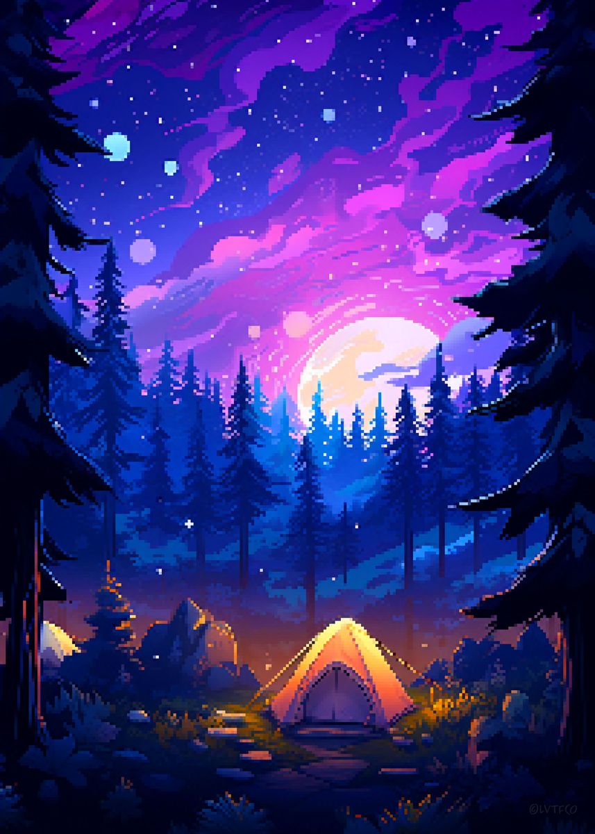 'Camping Pixel Art' Poster by LVTFCO | Displate