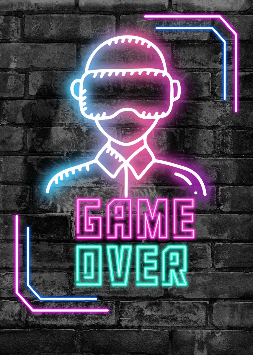 'Game Over' Poster, picture, metal print, paint by Tech Manis | Displate