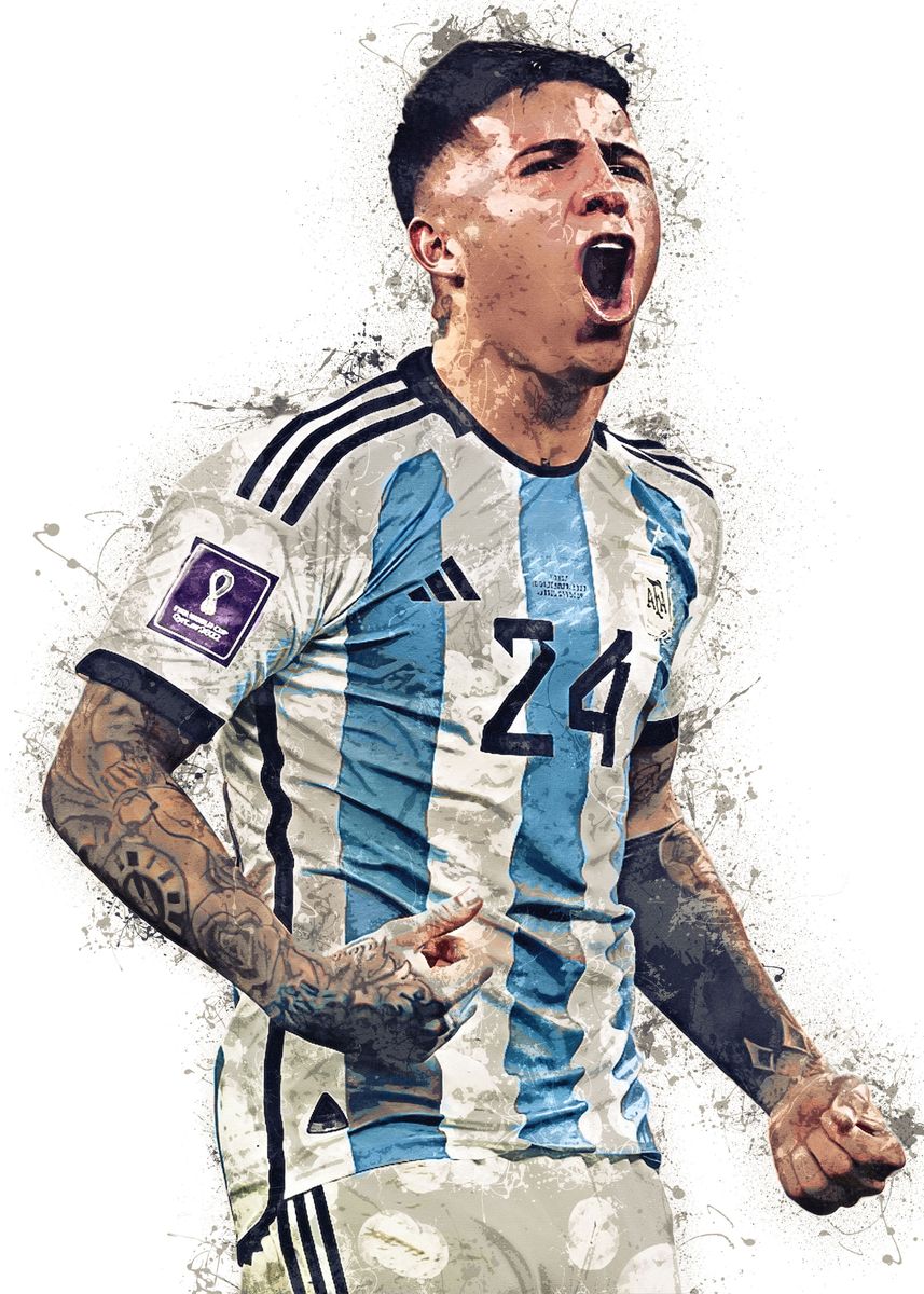 'Enzo Fernandez Argentina' Poster, picture, metal print, paint by Ollie ...