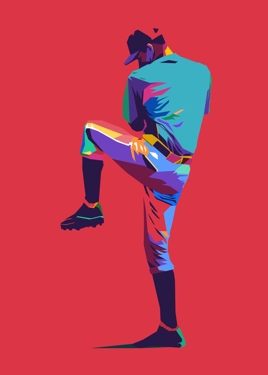 'Baseball Player' Poster, picture, metal print, paint by Ro | Displate