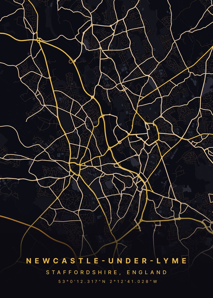 'Newcastle Under Lyme' Poster, picture, metal print, paint by Kemi ...