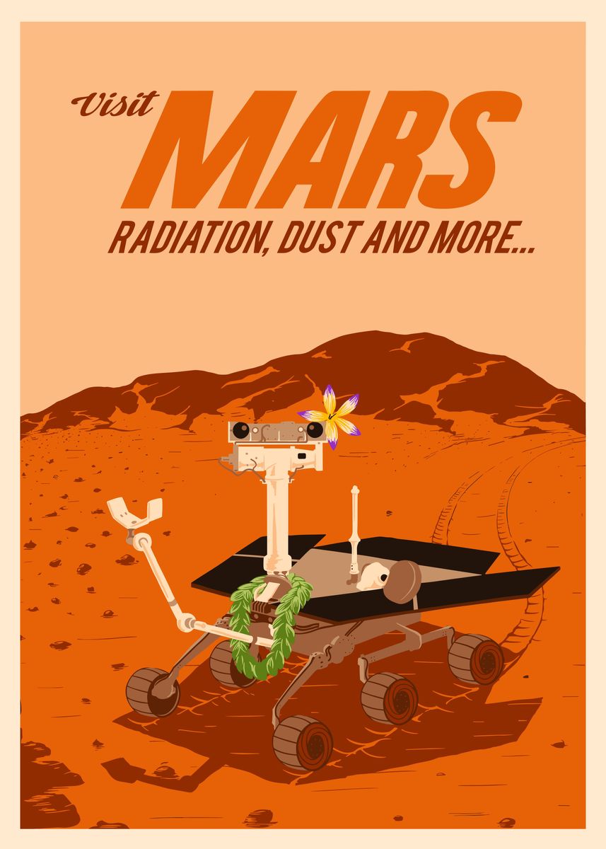 'Vintage Poster Visit Mars' Poster, picture, metal print, paint by 18 ...