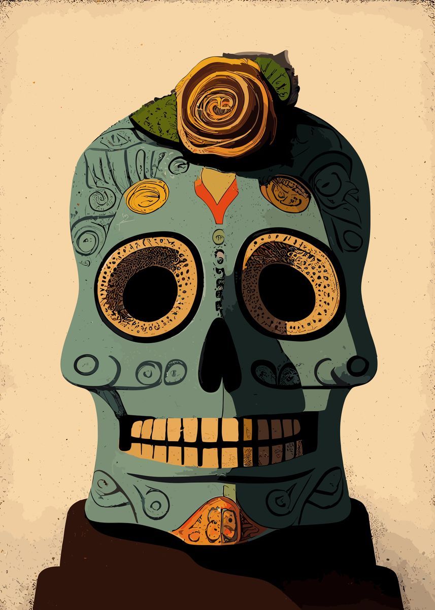 'Moai Head Skull Poster Art' Poster, picture, metal print, paint by ...