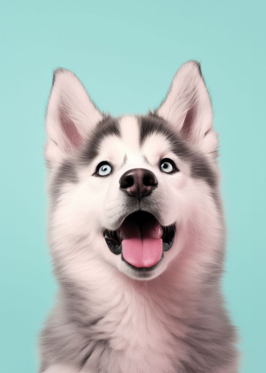 'Happy Husky Portrait' Poster, picture, metal print, paint by Posters ...