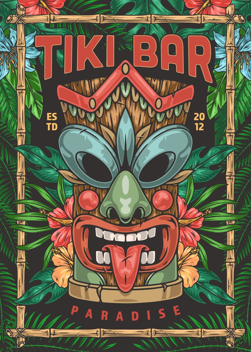 'Tiki Bar' Poster, picture, metal print, paint by Matt Dawson | Displate