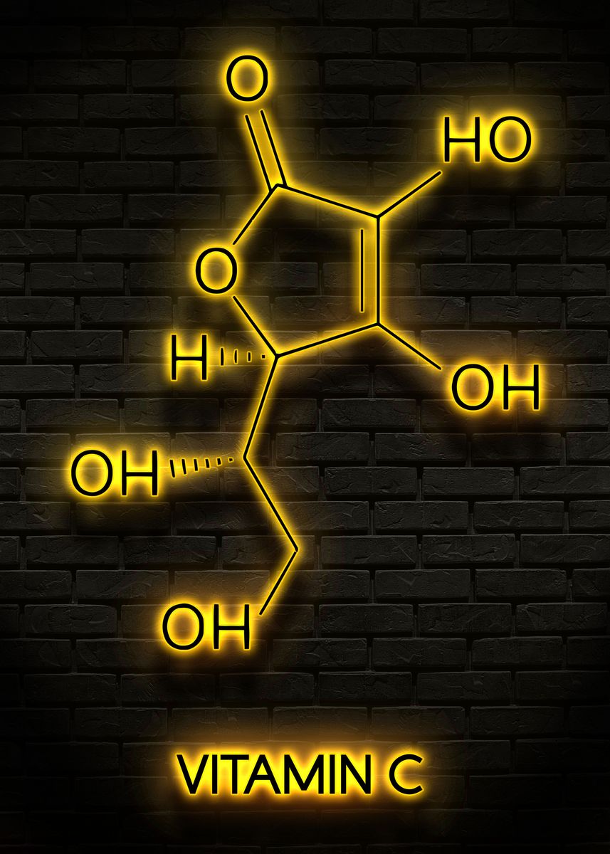 'neon vitamin c chemical ' Poster, picture, metal print, paint by ...