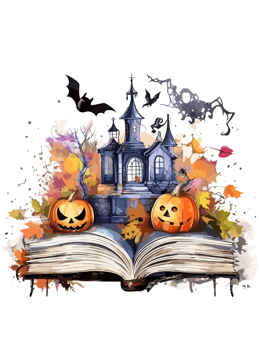 'Spooky Halloween Books' Poster, picture, metal print, paint by NowFak ...