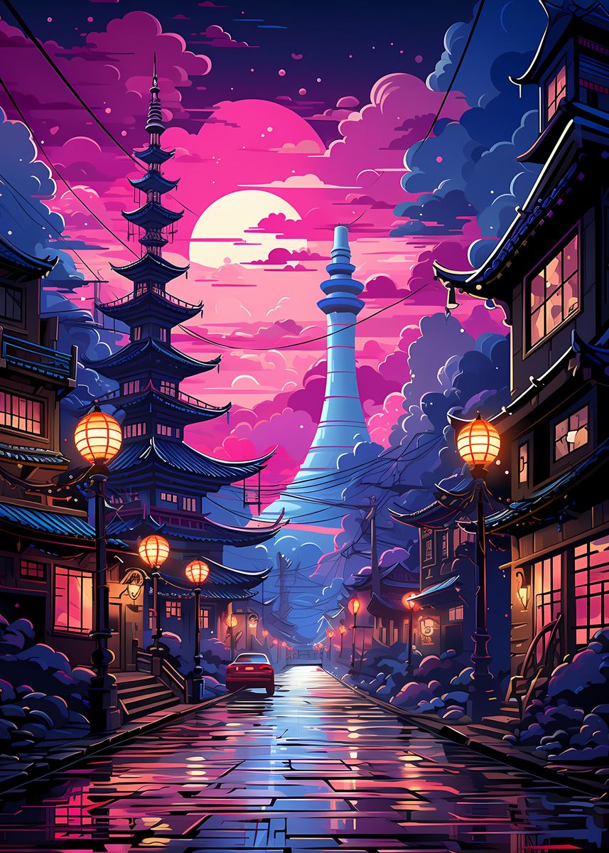 'Tokyo Street' Poster, picture, metal print, paint by ART JOY STUDIO ...