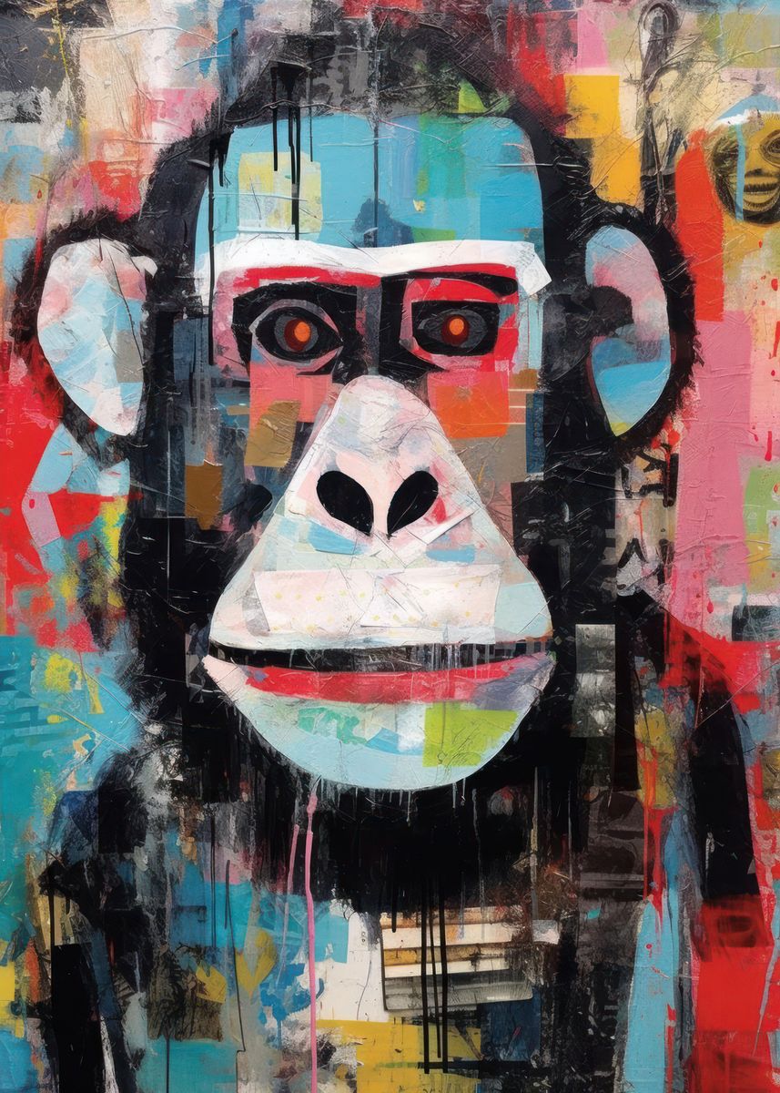 'Abstract Gorilla Portrait' Poster, picture, metal print, paint by ...