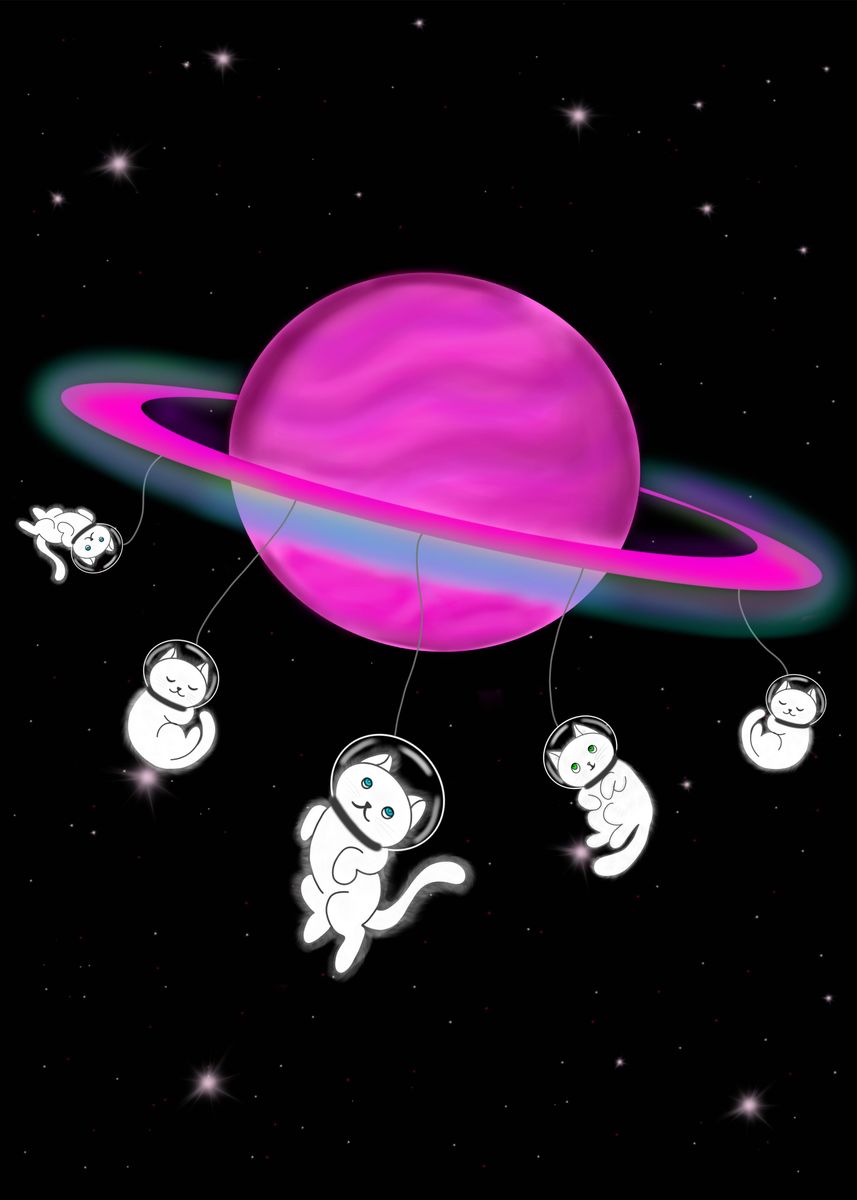 'Space cats' Poster by Anam Hanif Studio | Displate