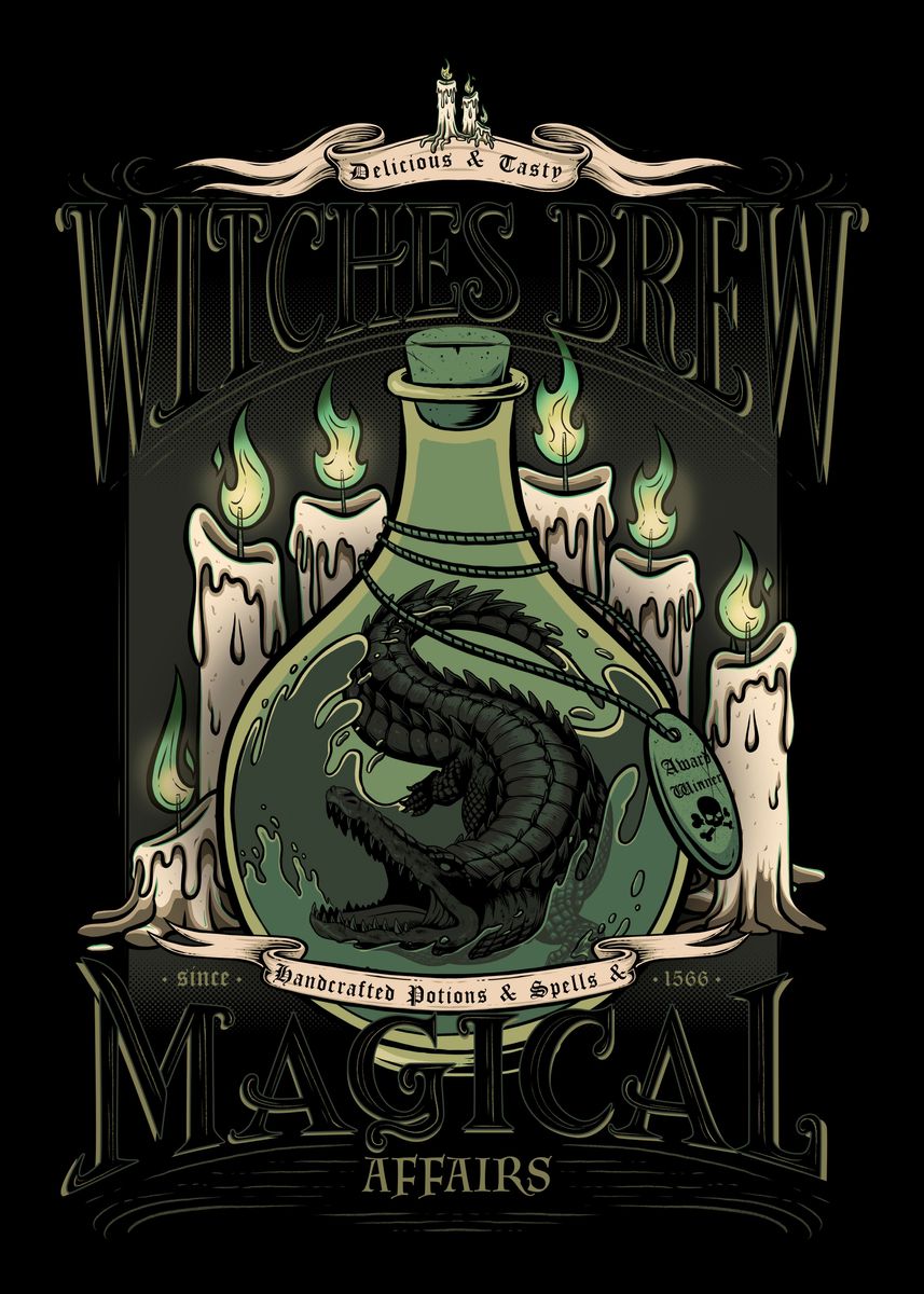 'Witches Brew' Poster, picture, metal print, paint by Dudinkah | Displate