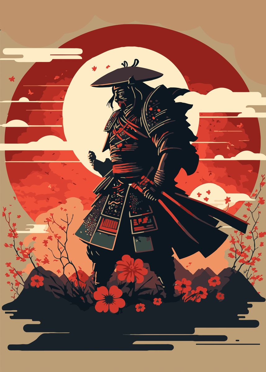 'Samurai Silhouette' Poster, picture, metal print, paint by Jihana ...