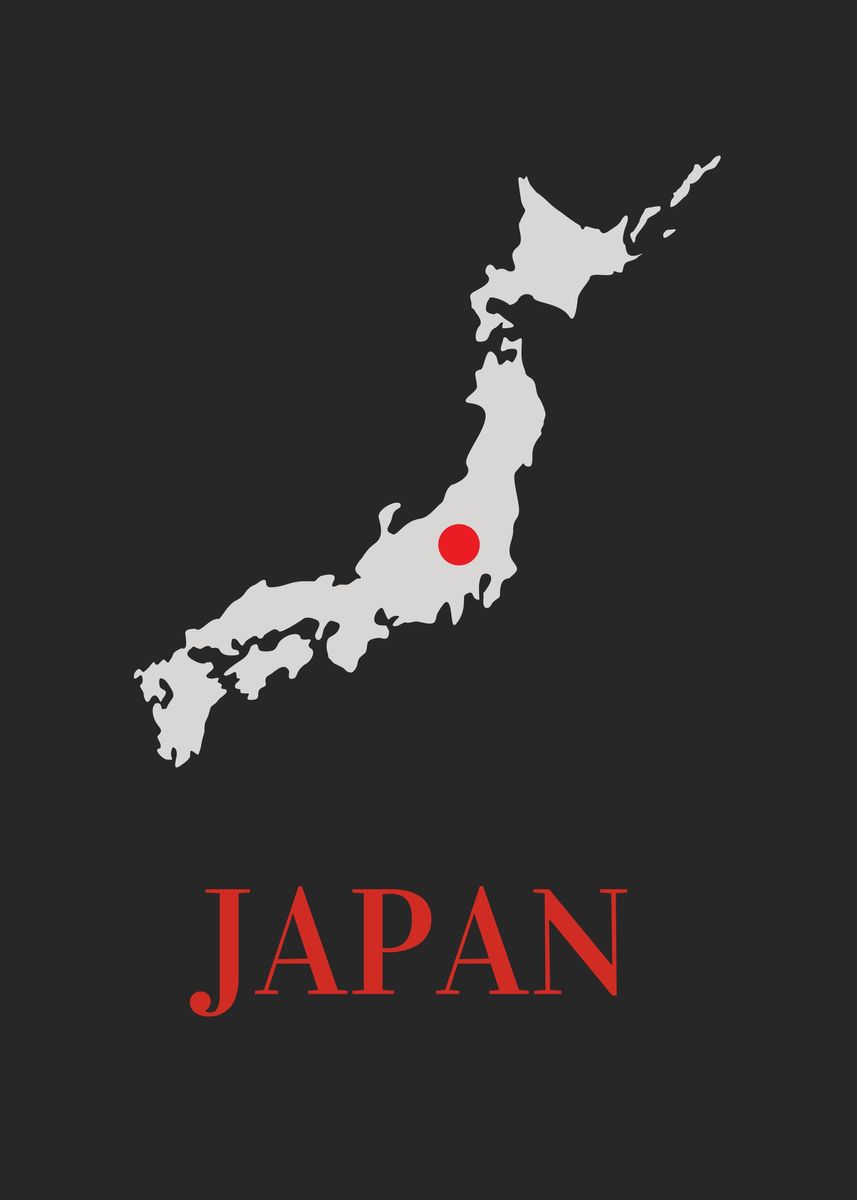'Japan Map' Poster, picture, metal print, paint by Tech Manis | Displate