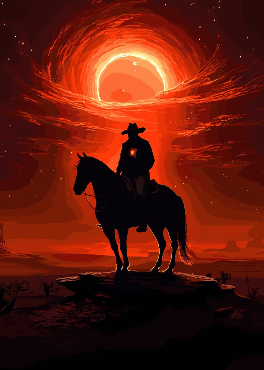 'cowboy in the desert' Poster, picture, metal print, paint by Esther ...