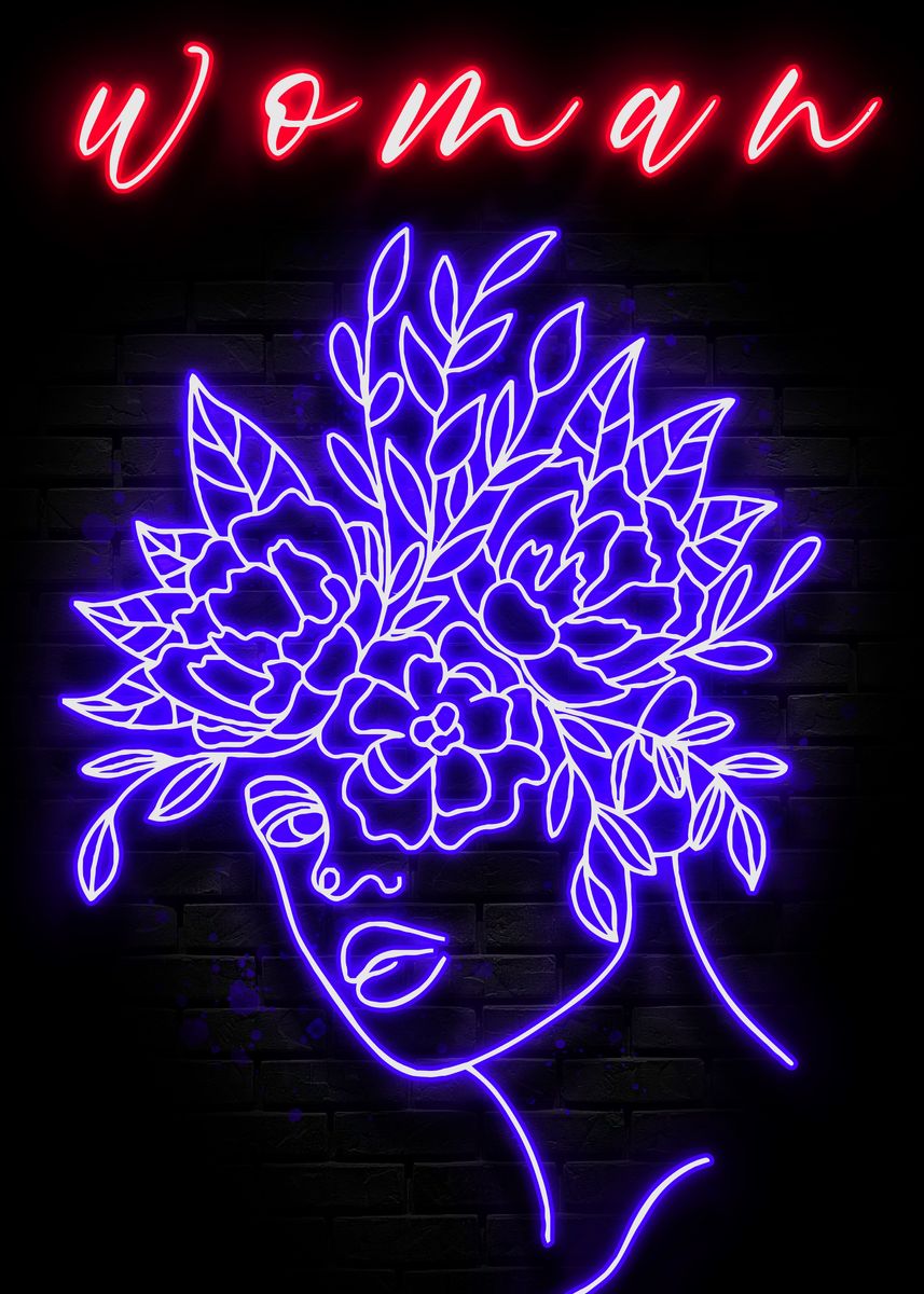 'Neon Woman Poster' Poster by Game On | Displate