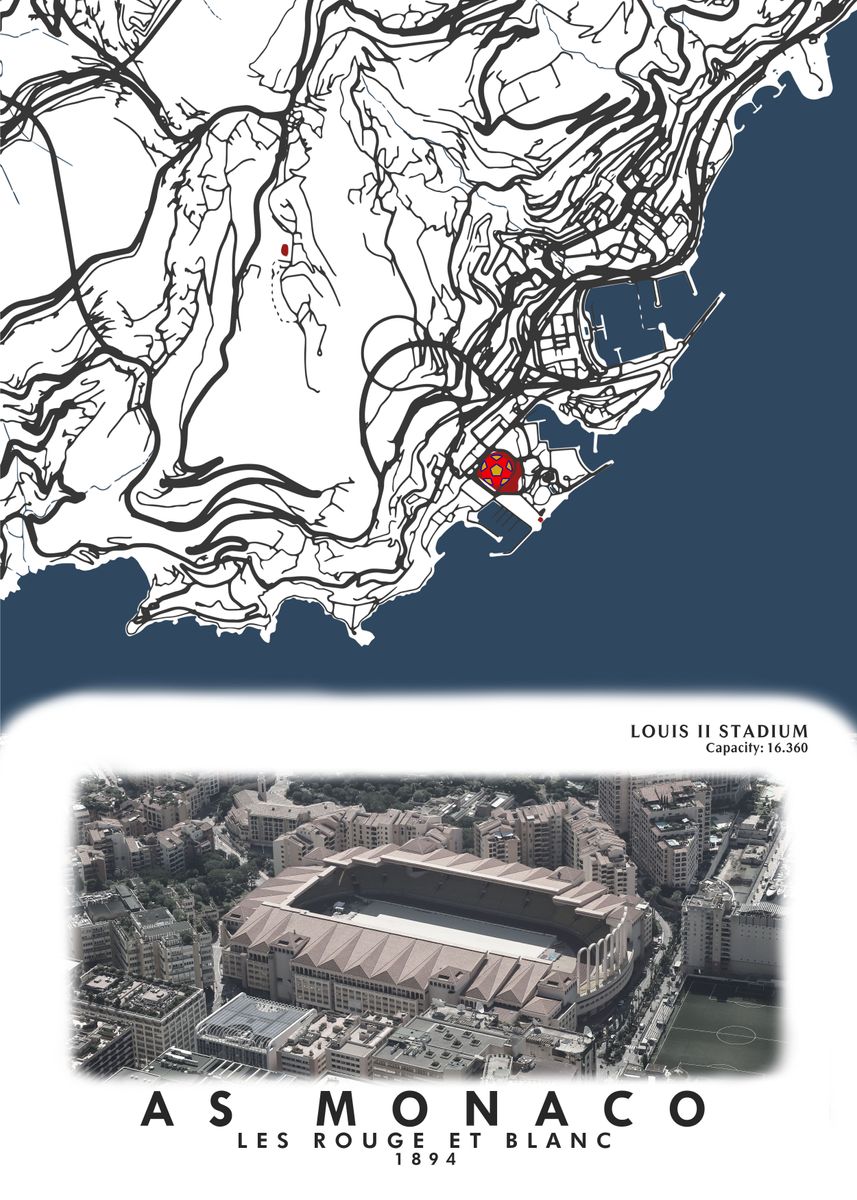 'AS Monaco Louis II Stadium' Poster by Yates Madeline | Displate
