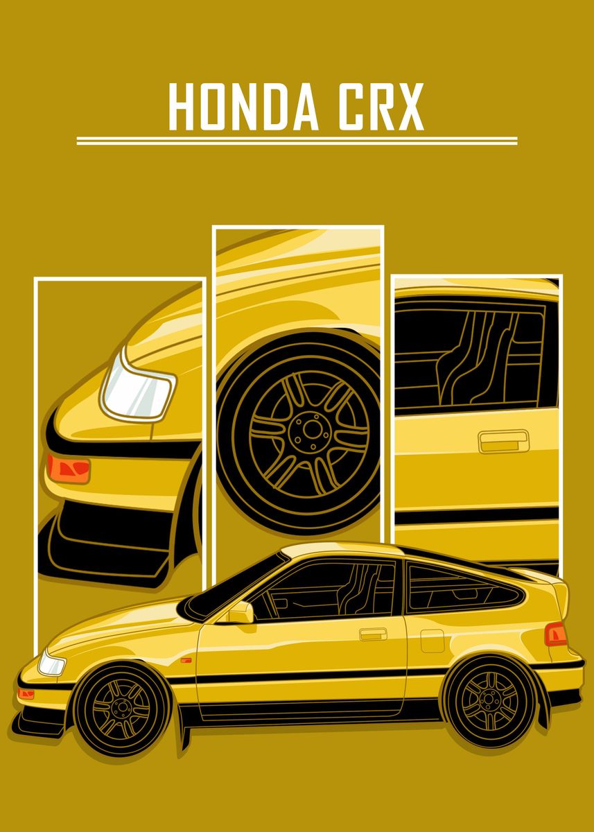 'Honda CRX ' Poster, picture, metal print, paint by Zell Zell | Displate