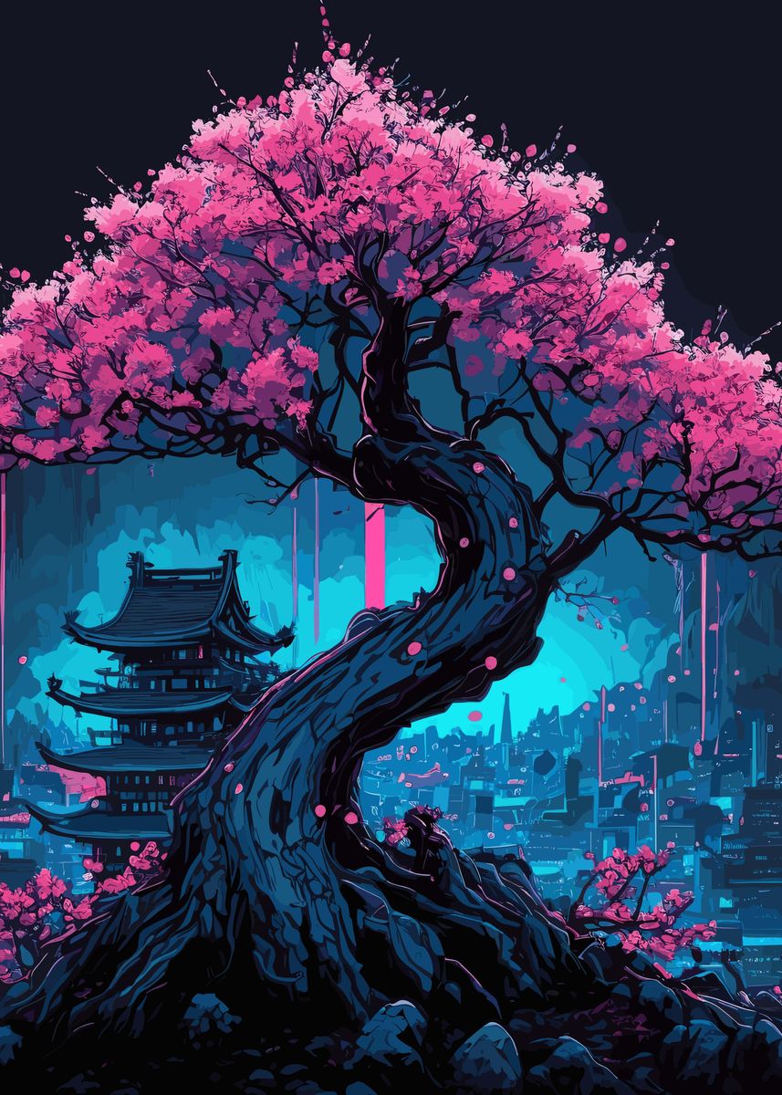 'Cherry Blossom Japanese' Poster by Ali Jane | Displate