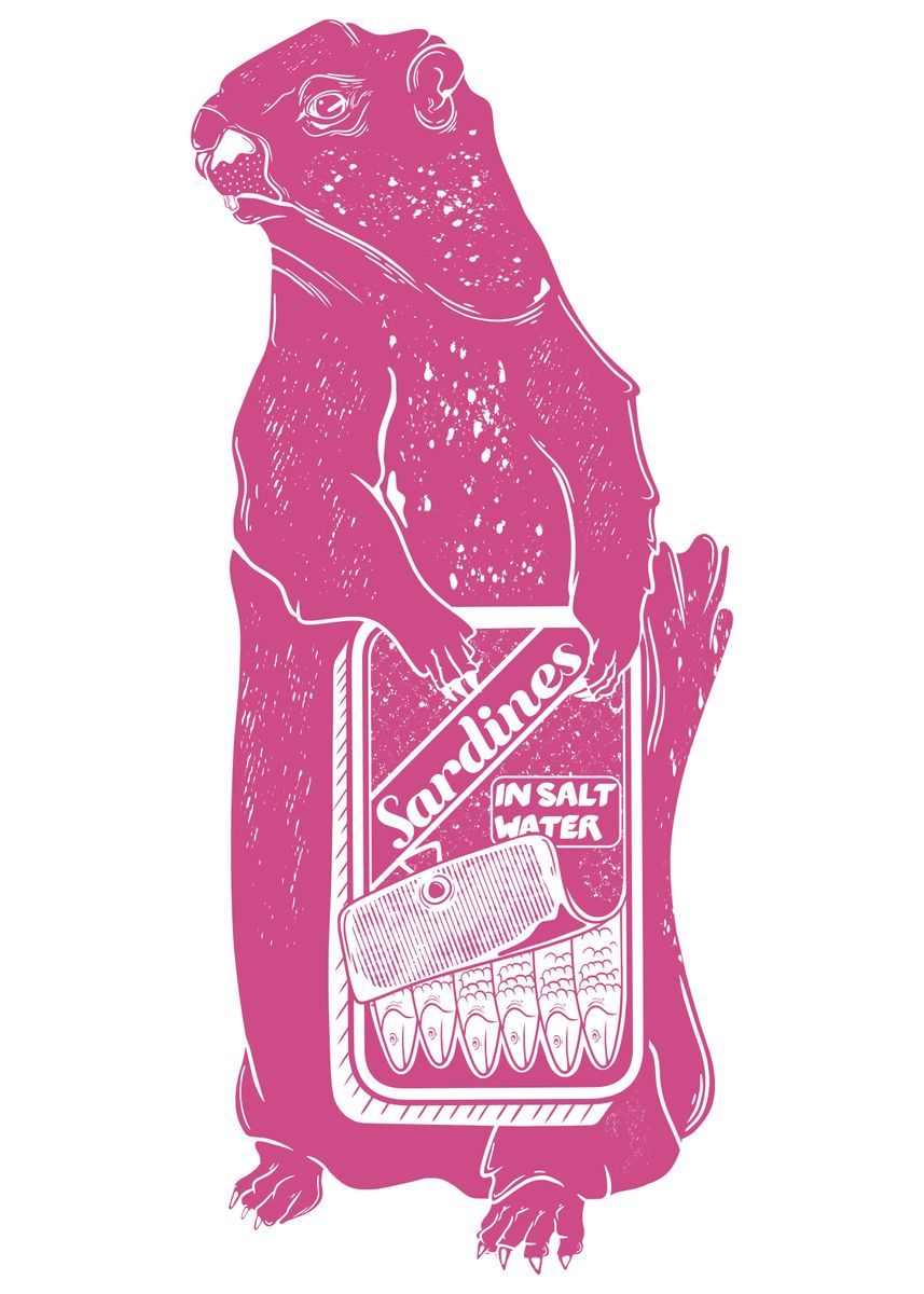 'Marmot eating sardines' Poster, picture, metal print, paint by mailbox ...