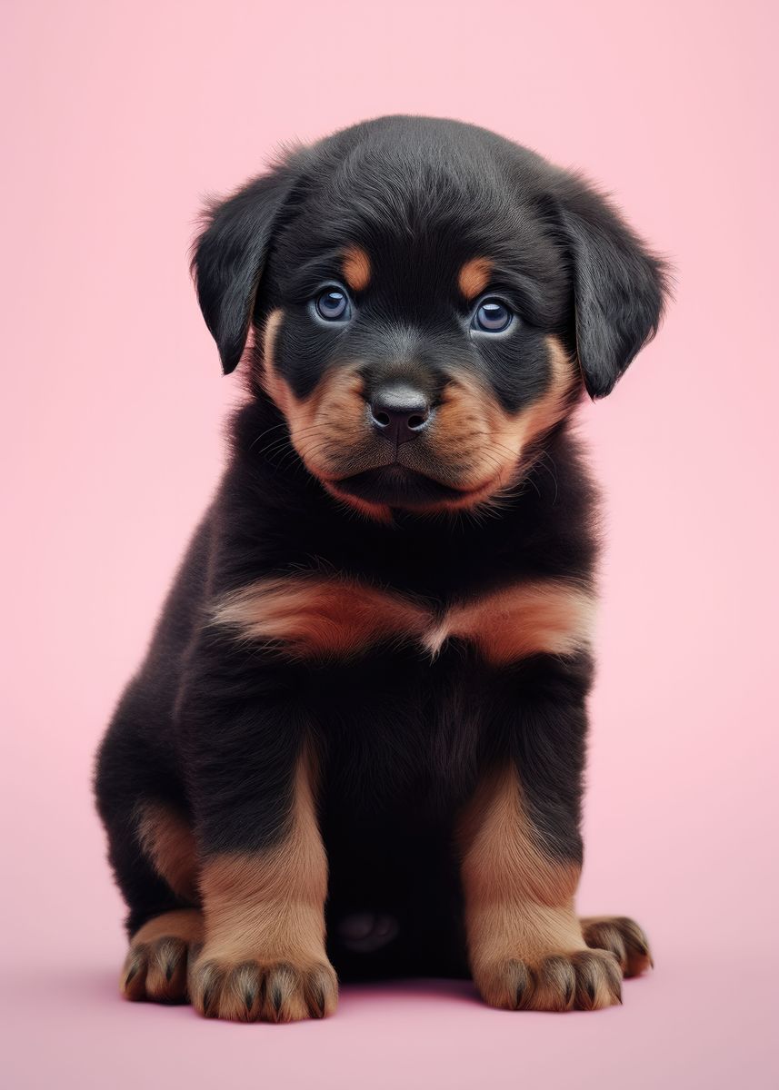 'Rottweiler Puppy Portrait' Poster, picture, metal print, paint by ...