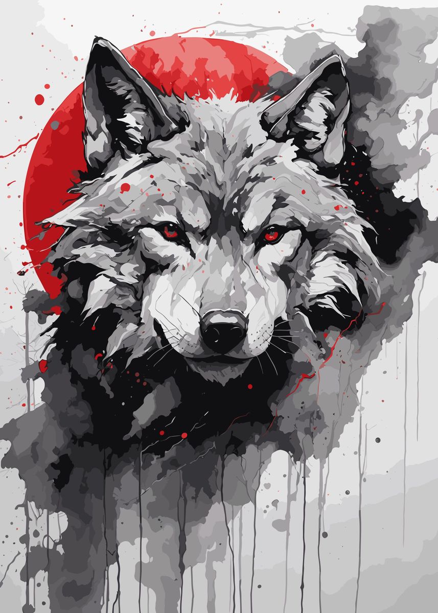 'Wolf Japanese style' Poster, picture, metal print, paint by Zero Nine ...