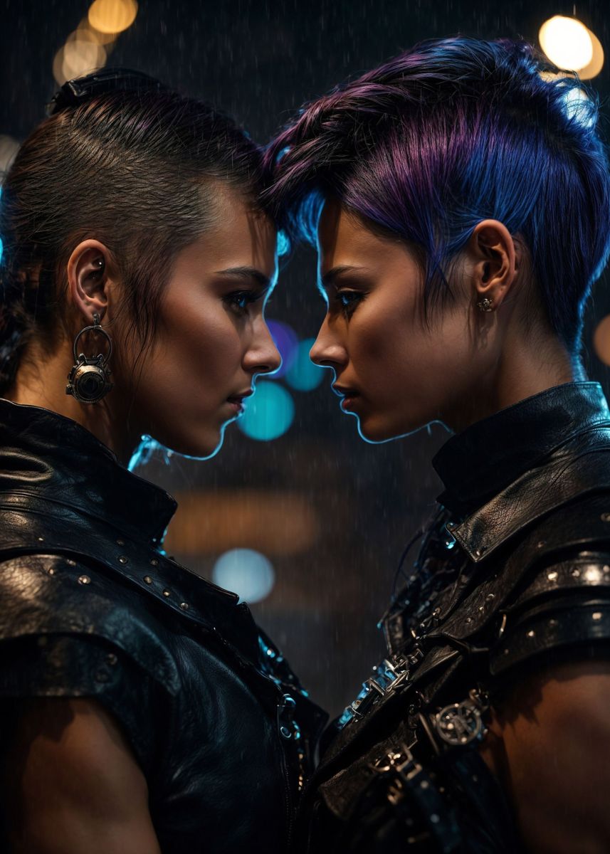 'Two Women Portrait' Poster, picture, metal print, paint by Rami | Displate